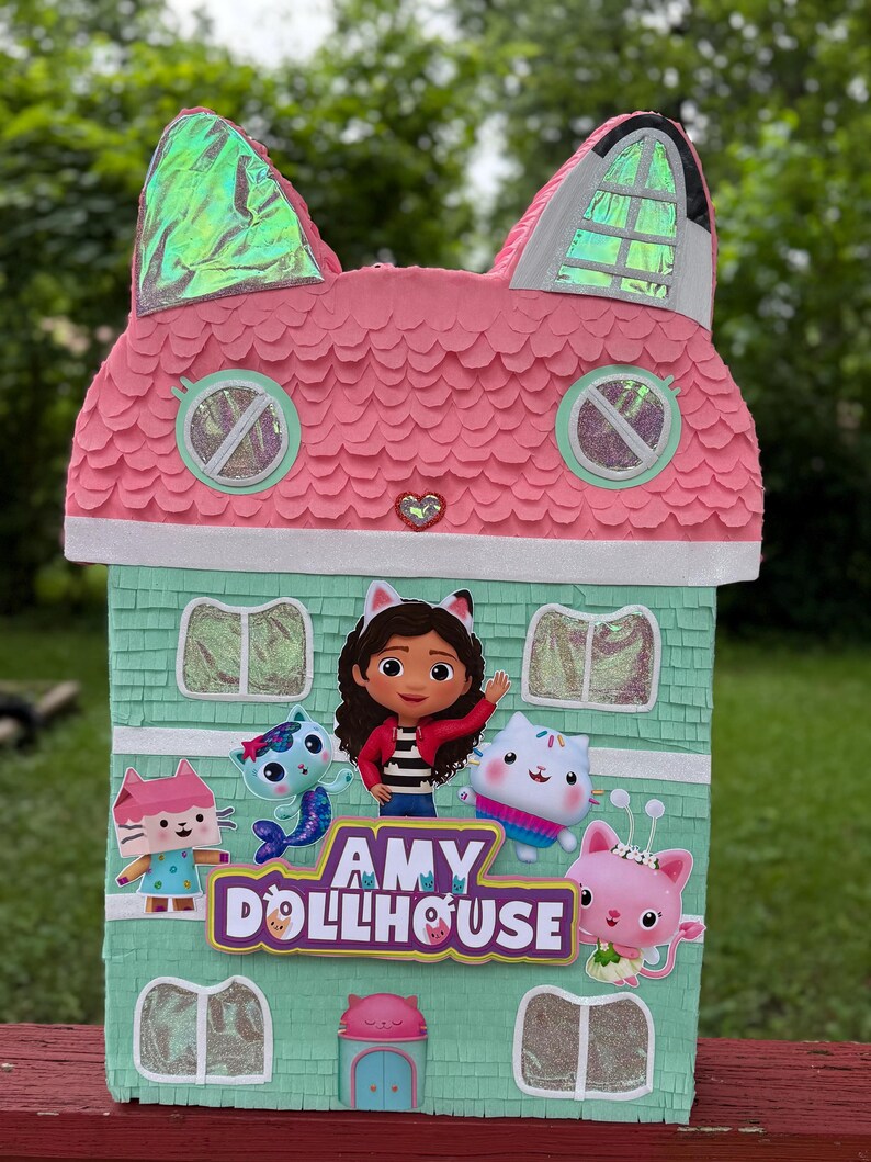 Personalized Gabby’s Dollhouse Piñata – Custom Cat House Birthday ...