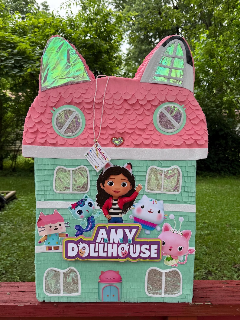 Personalized Gabby’s Dollhouse Piñata – Custom Cat House Birthday ...