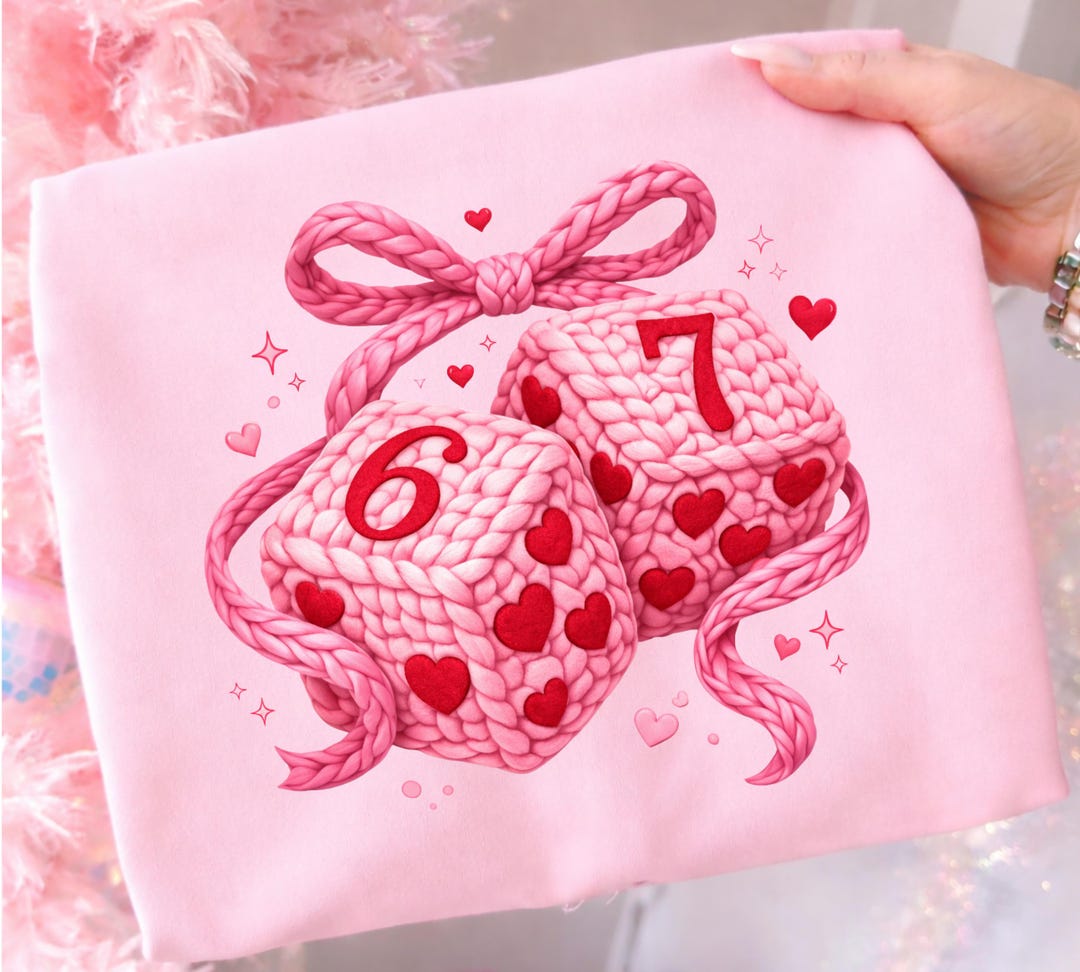 67 Valentine PNG – Crochet Yarn Dice, Coquette Meme Design (digital ...