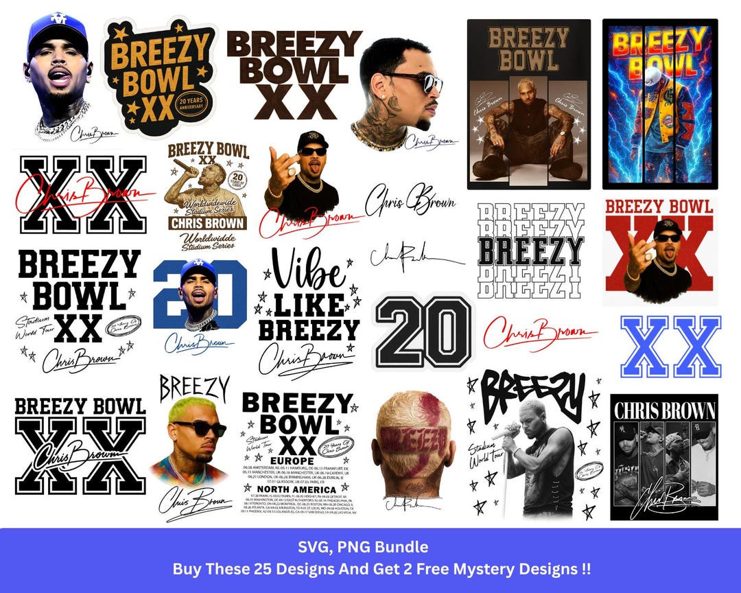 Chris Brown Breezy Bowl XX Tour: SVG PNG Clipart Bundle (digital ...