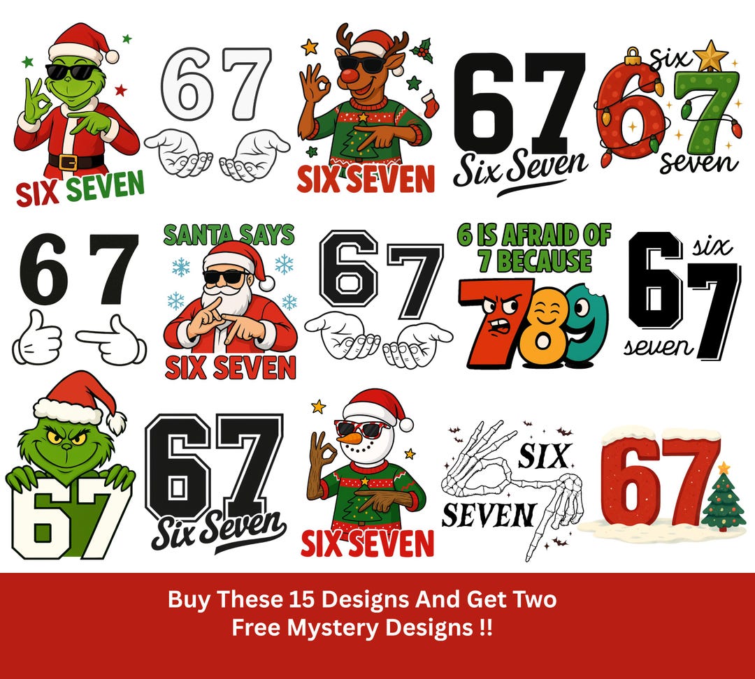 Funny Santa dit 6 7 Meme PNG Bundle, Gen Alpha Clipart - Etsy France