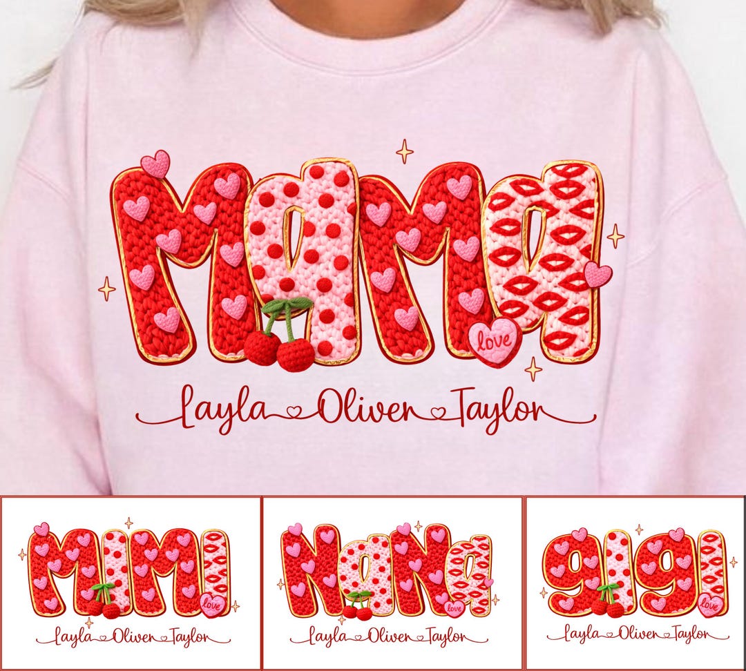 Mama Valentine Crochet Png Bundle, Mimi Nana Gigi Valentine Png, Yarn ...