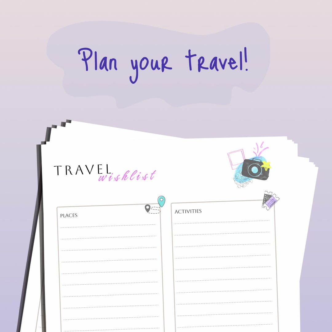 Travel Wishlist Printable | Dream Destinations List - Etsy
