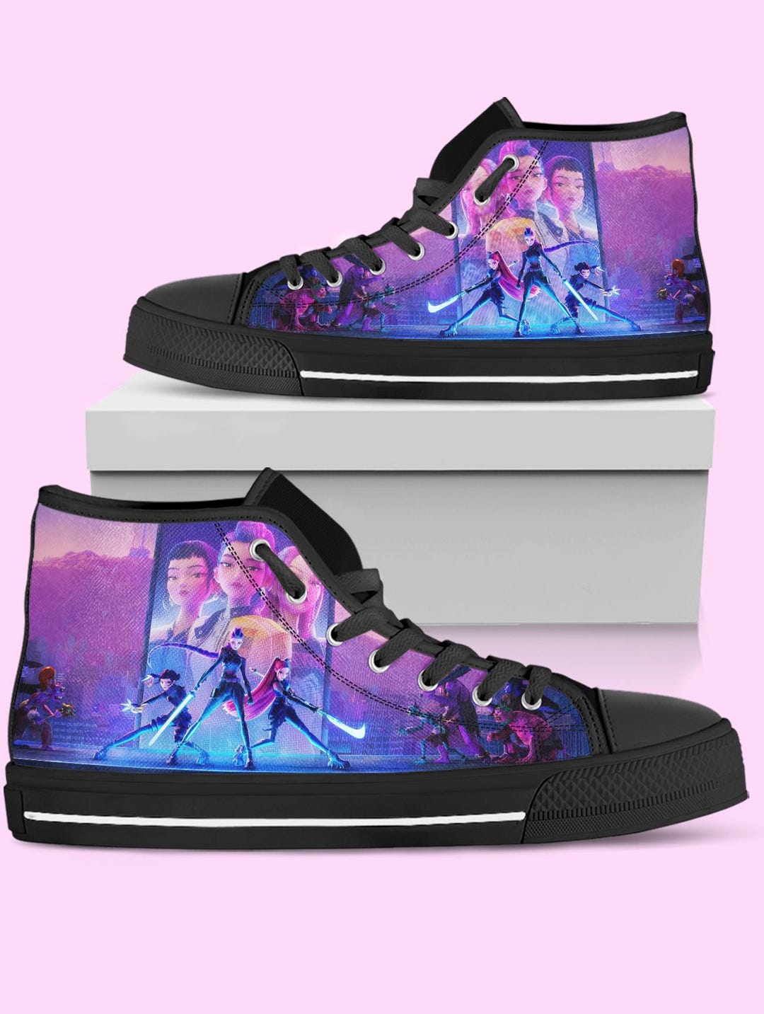 Kpop Demon Hunters High-top Shoes: Anime Rumi Converse Inspired ...