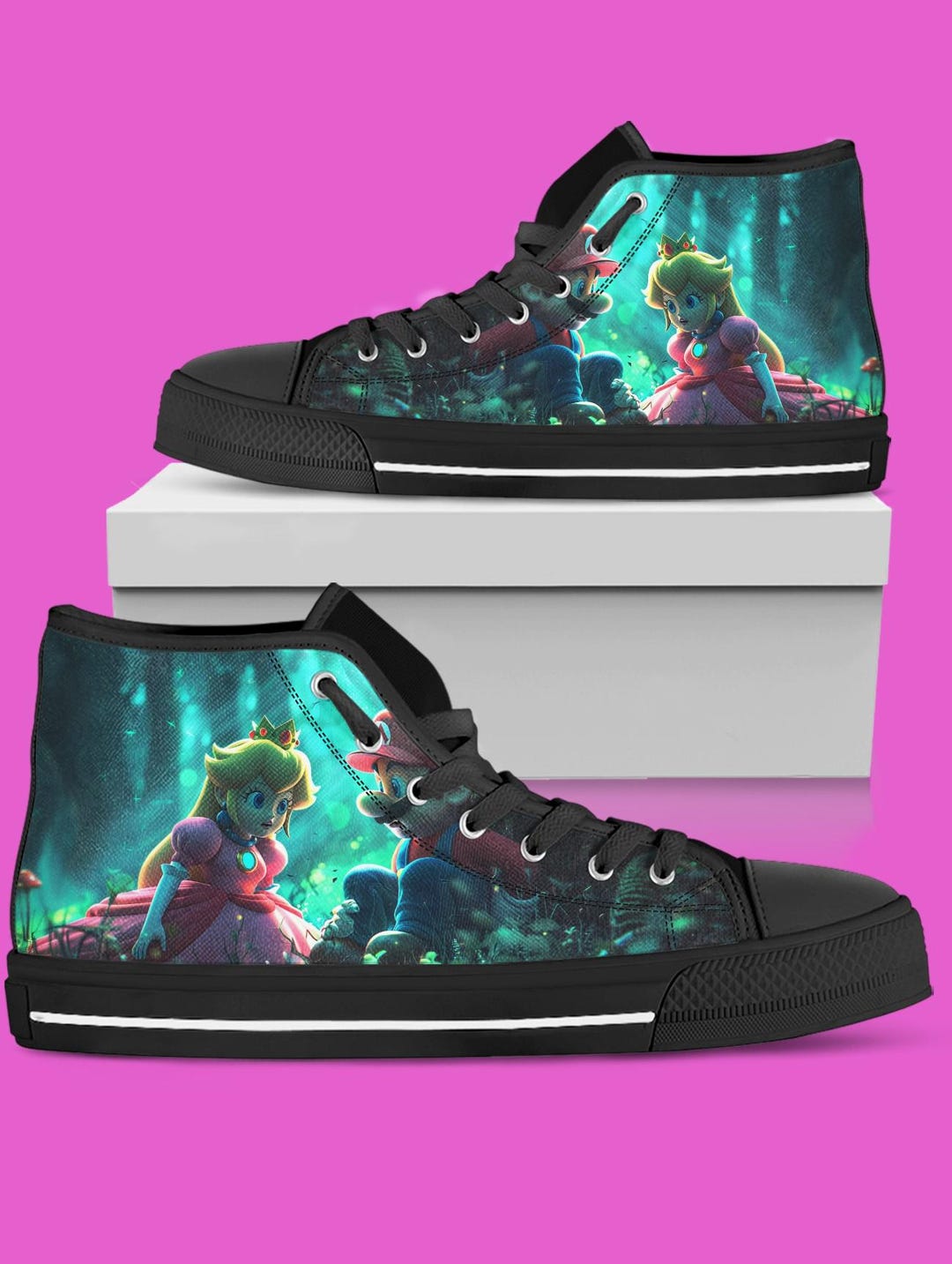 Princess Peach High-top Sneakers: Unisex Super Mario Shoes - Etsy