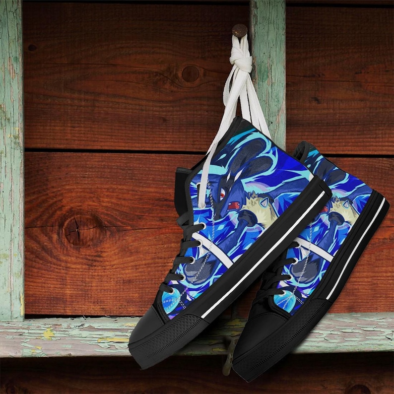 Pokemon High-top Shoes: Lucario Anime Converse Inspired Sneakers - Etsy