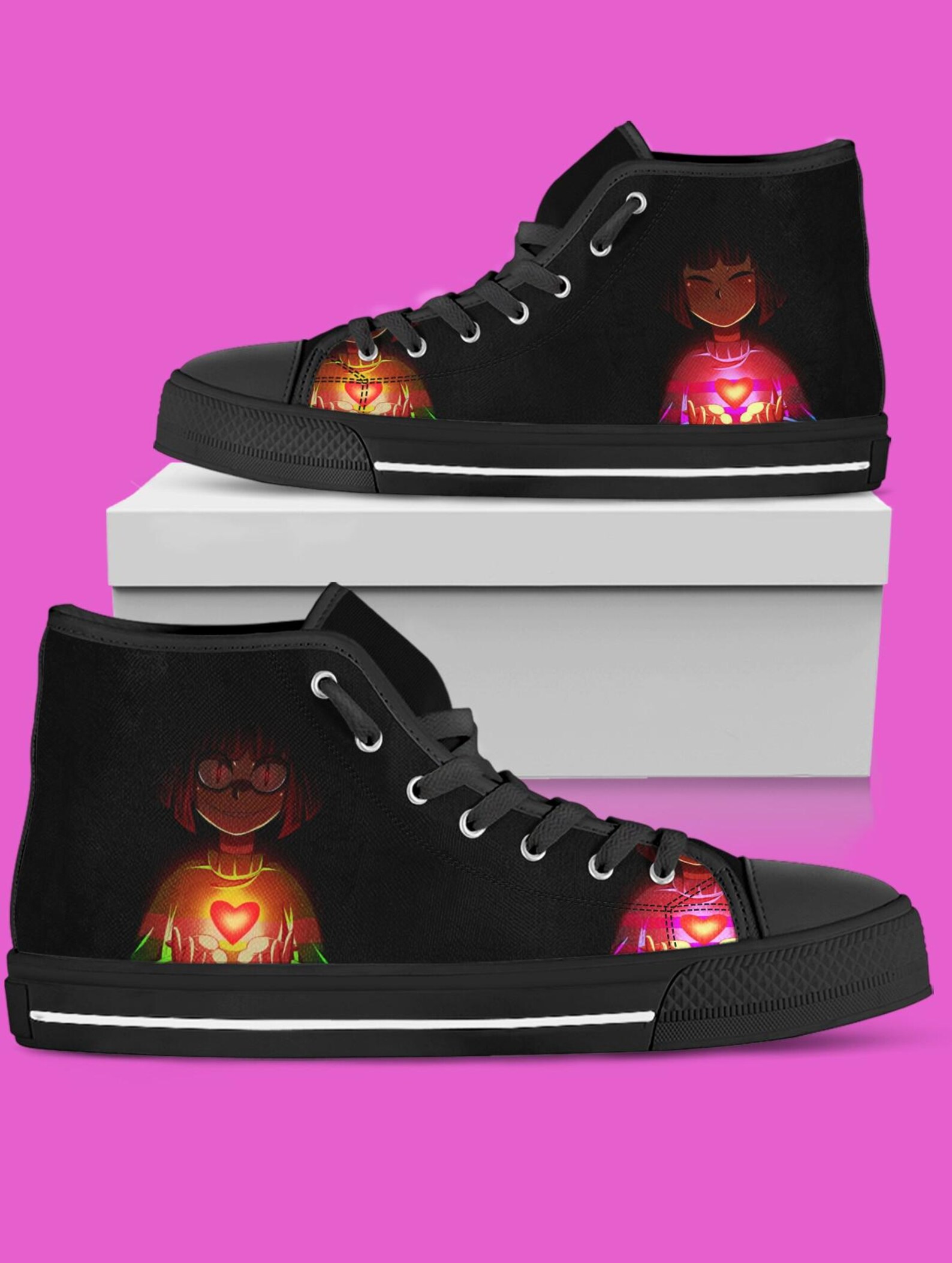 Undertale High-top Shoes: Chara Frisk Unisex Converse Inspired Sneakers ...