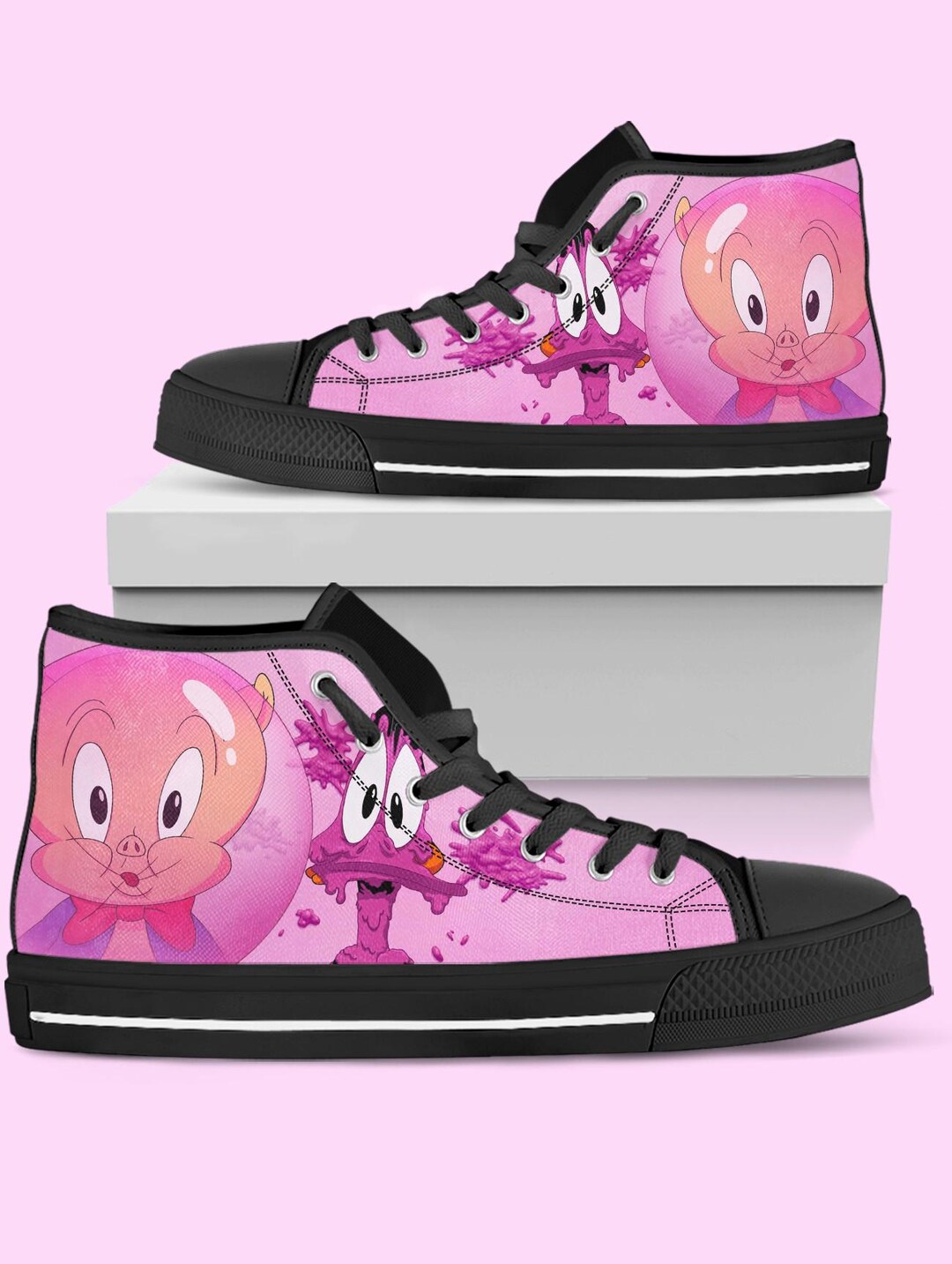 Porky Pig High-top Shoes: Daffy Duck Converse Inspired Sneakers for ...