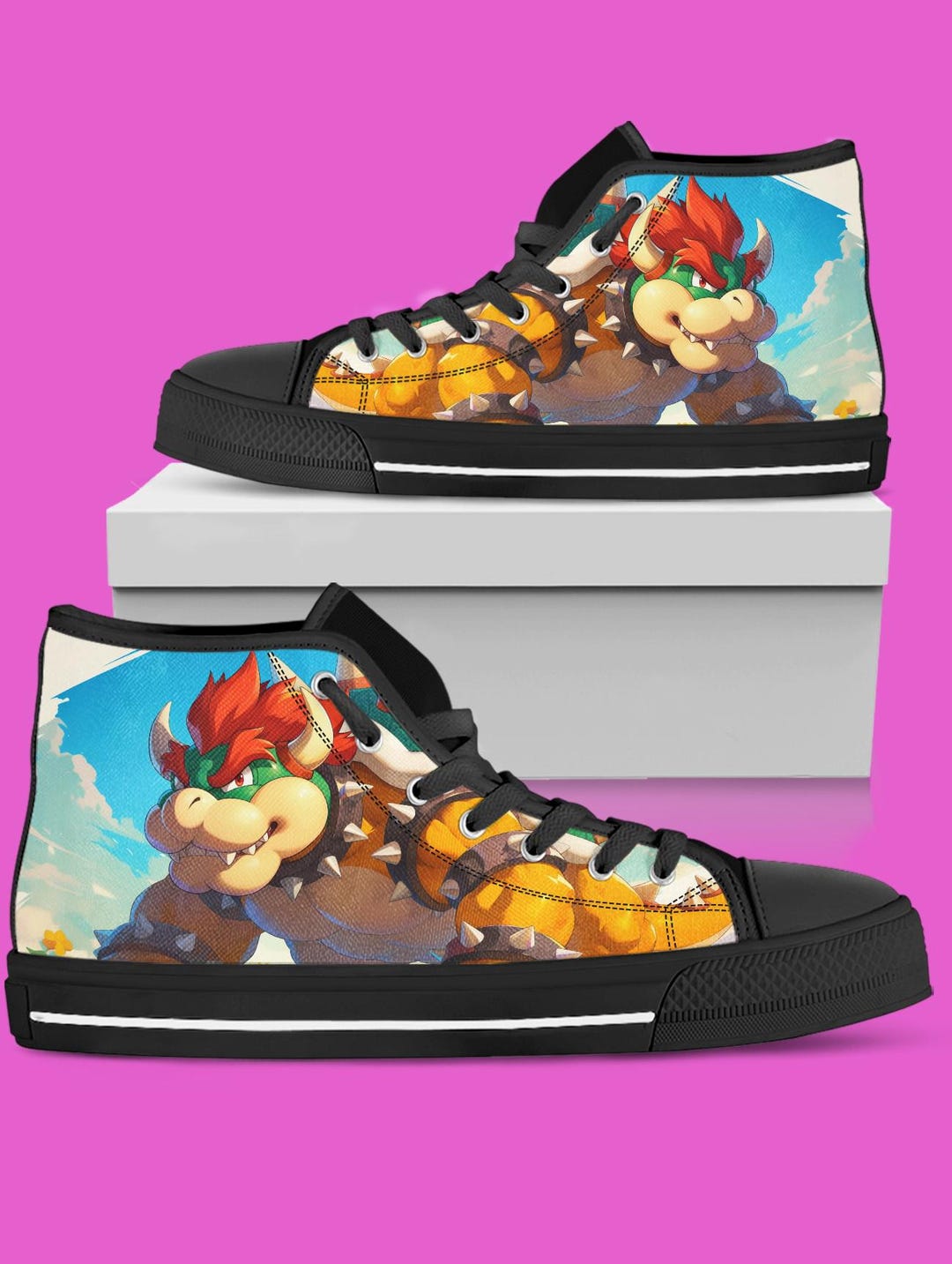 Super Mario High-top Shoes: Bowser Unisex Converse Inspired Sneakers - Etsy