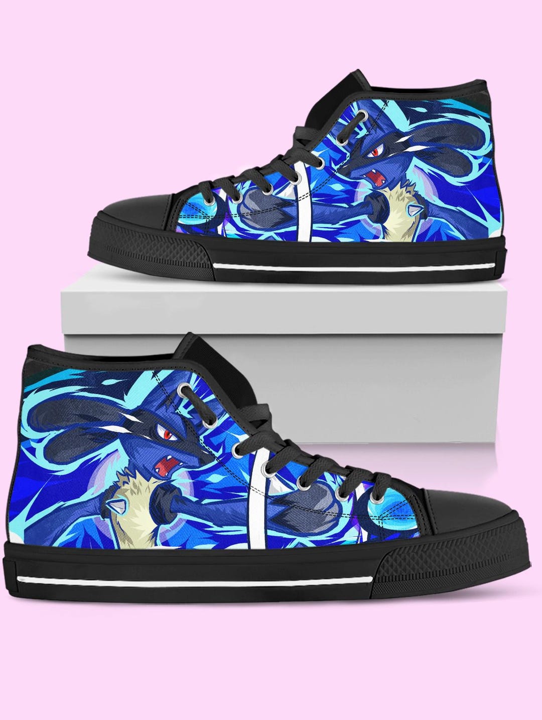 Pokemon High-top Shoes: Lucario Anime Converse Inspired Sneakers - Etsy