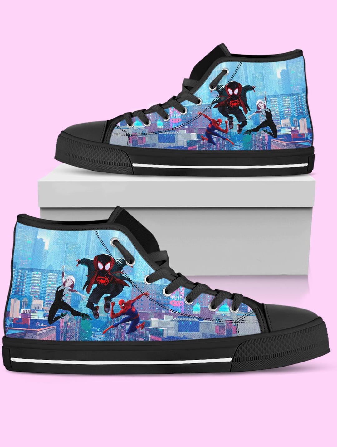 Spider-man High-top Shoes: Miles Morales Sneakers, Unisex Canvas - Etsy