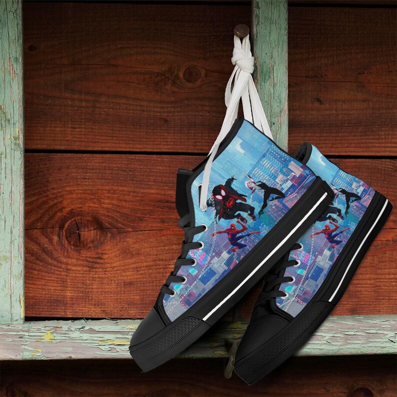 Spider-man High-top Shoes: Miles Morales Sneakers, Unisex Canvas - Etsy