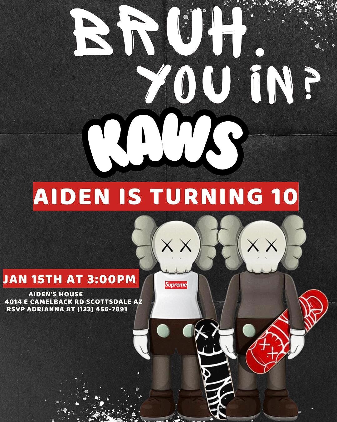 Modern Graffiti Birthday Invitation | Editable Canva Template | Black ...