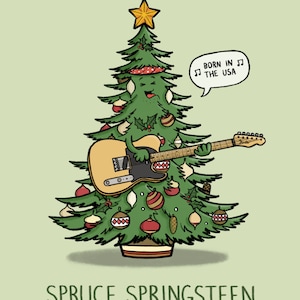 Funny Bruce Springsteen Cartoon Pun Christmas or Birthday Card A6 - Etsy UK