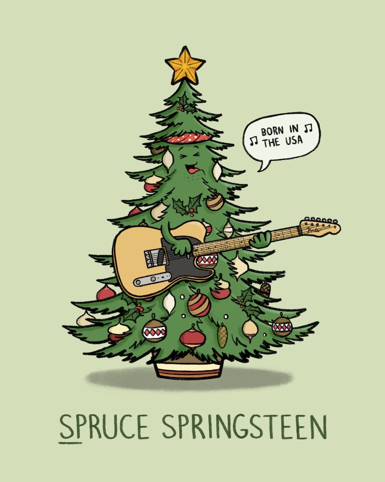 Funny Bruce Springsteen Cartoon Pun Christmas or Birthday Card A6 - Etsy UK