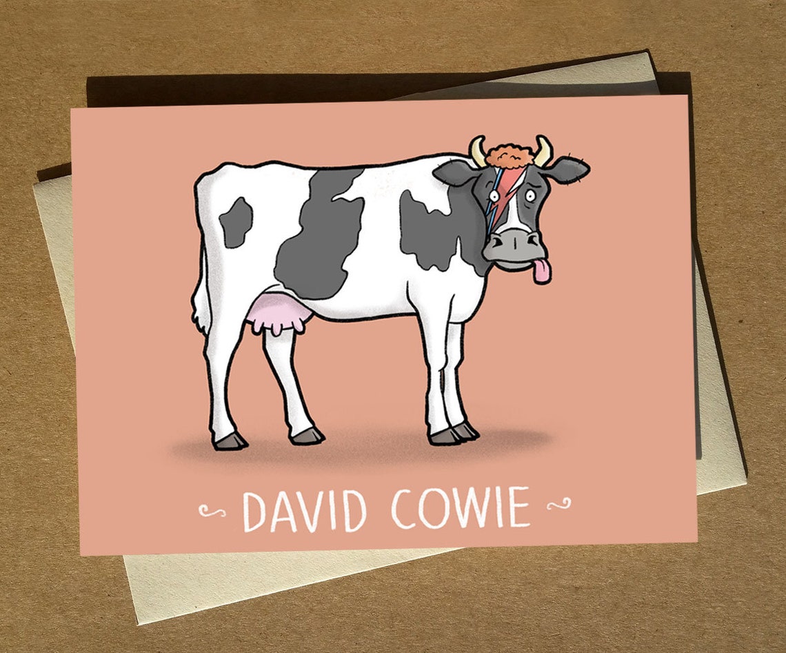David Cowie Funny Bowie Cow Music Animal Pun Greeting Card - Etsy
