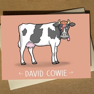 David Cowie - Funny Bowie Cow Music Animal Pun Greeting Card A6 - Etsy