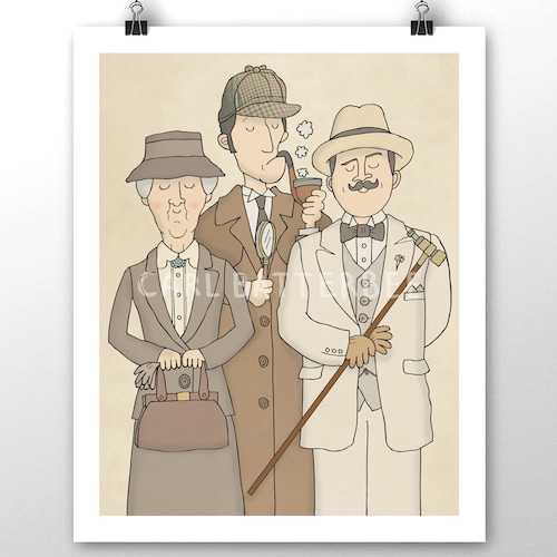 Mystery Detectives Art Print Sherlock Holmes Hercule Poirot - Etsy