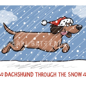 Dachshund Through the Snow Christmas Art Print - Etsy UK