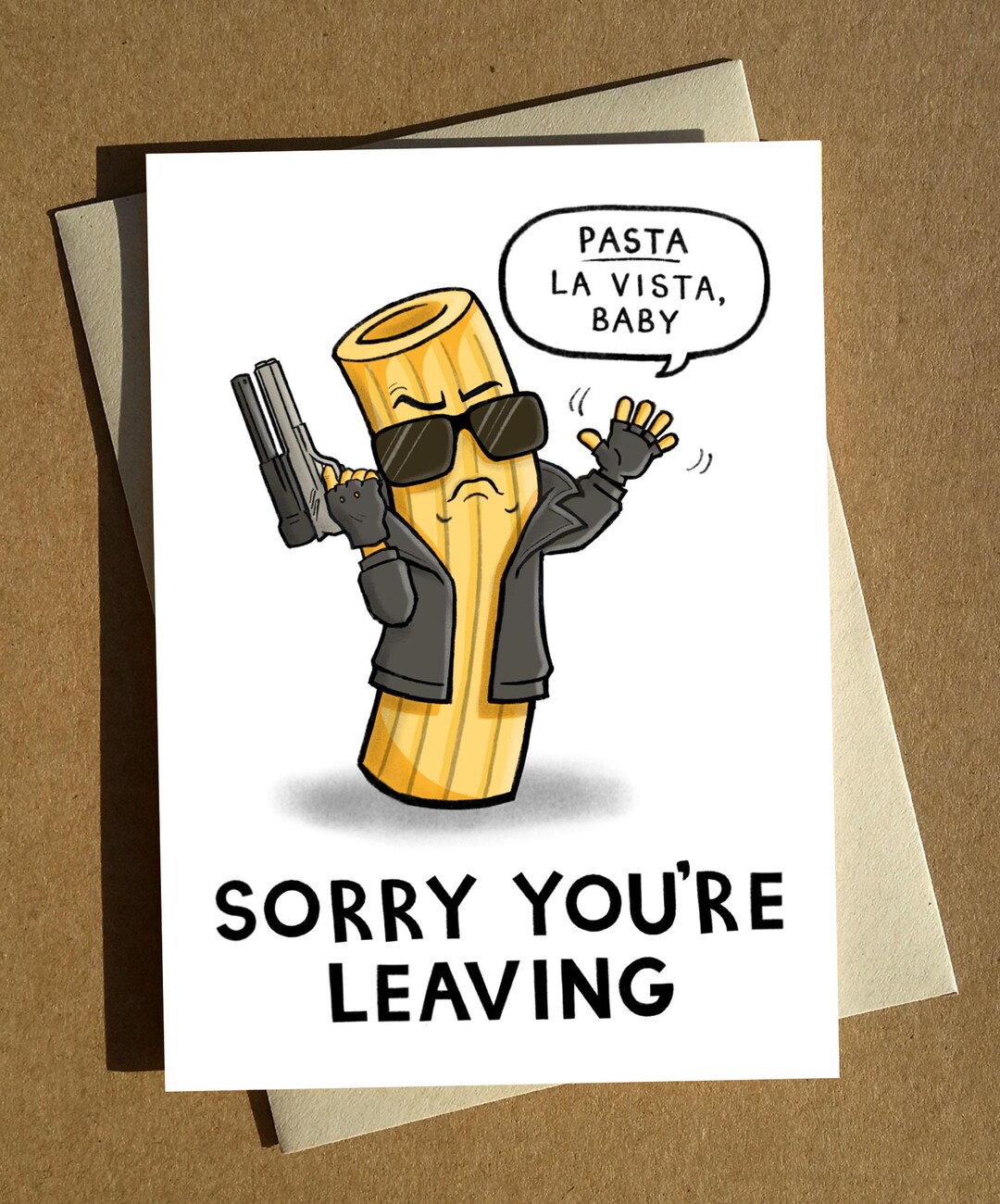 Arnie Pun Leaving Card A6 - Funny Goodbye Terminator Humour Greeting ...