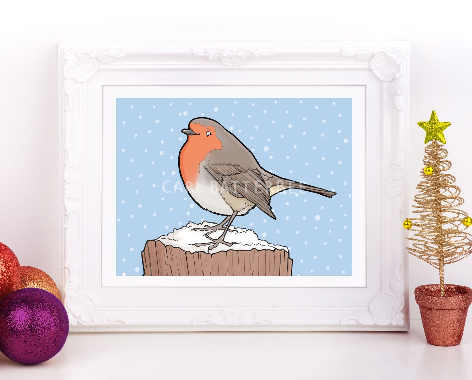 Robin in the Snow Festive Christmas Illustration Art Print | Etsy