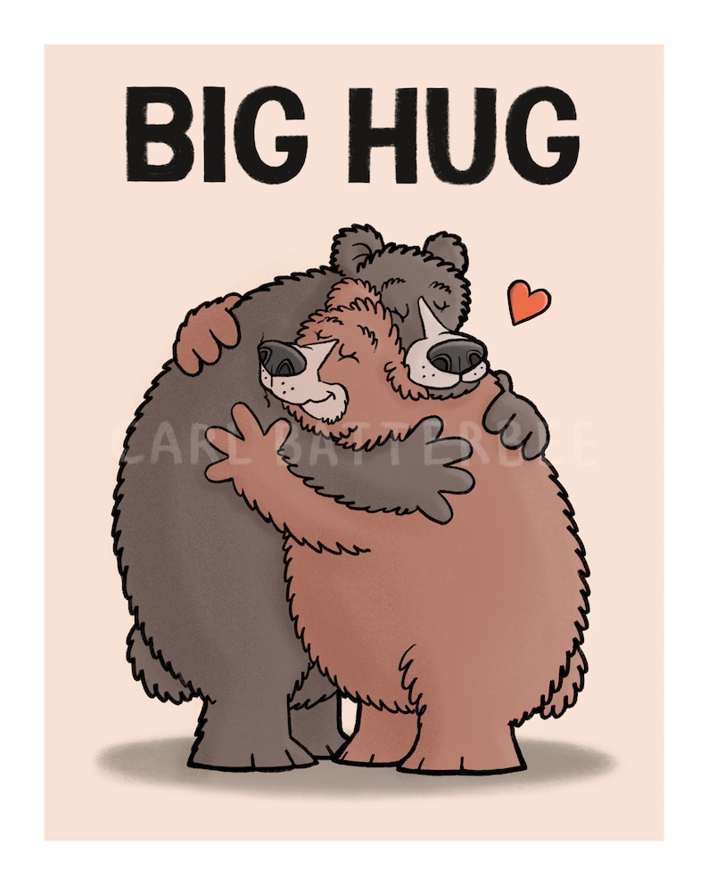 Big Bear Hug Print Illustration Wall Art Isolation Gift | Etsy