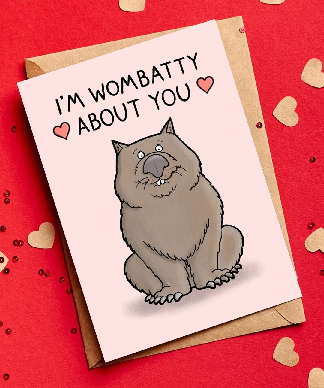 Large Wombat Pun Greetings Card A5 Engagement / Anniversary / Valentine ...