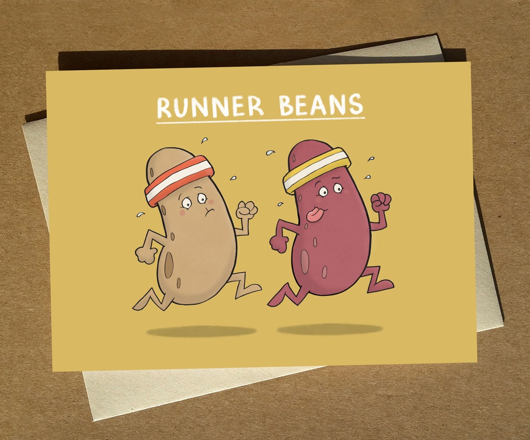 Runner Beans Greeting Card A6 | Funny Fitness Birthday Card | Cartoon ...