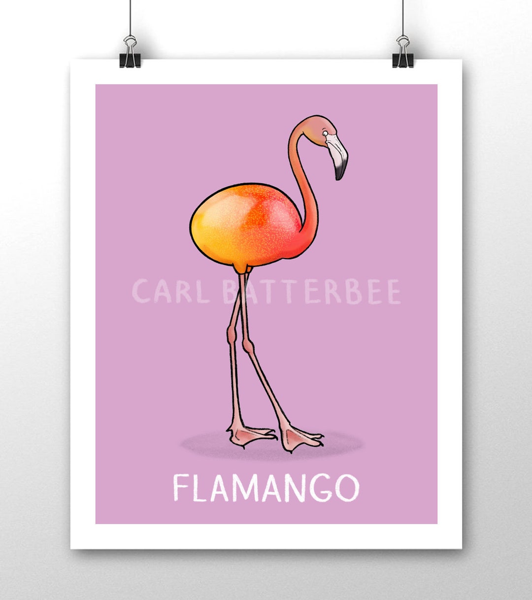 Flamingo Mango Pun Wall Signed Art Print - Etsy