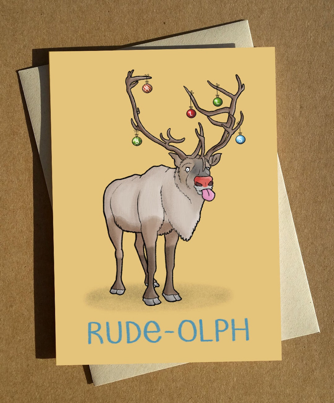 Rudolph Reindeer Christmas Card A6 - Funny Rude Humour Xmas Greetings ...