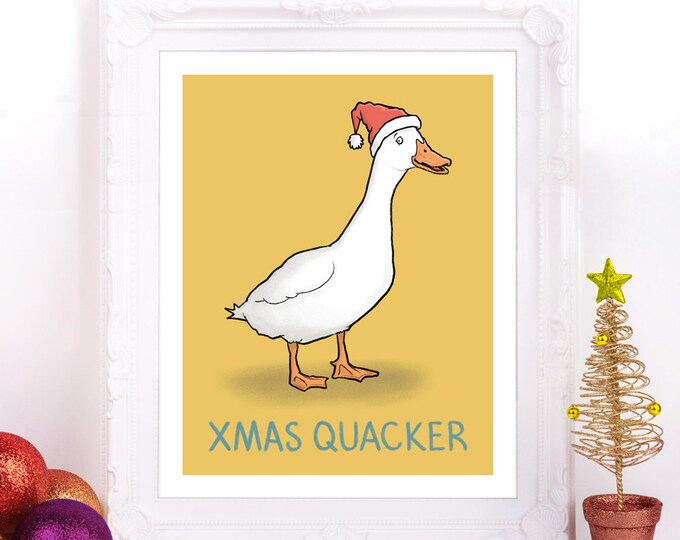 Christmas Quacker Art Print - Etsy
