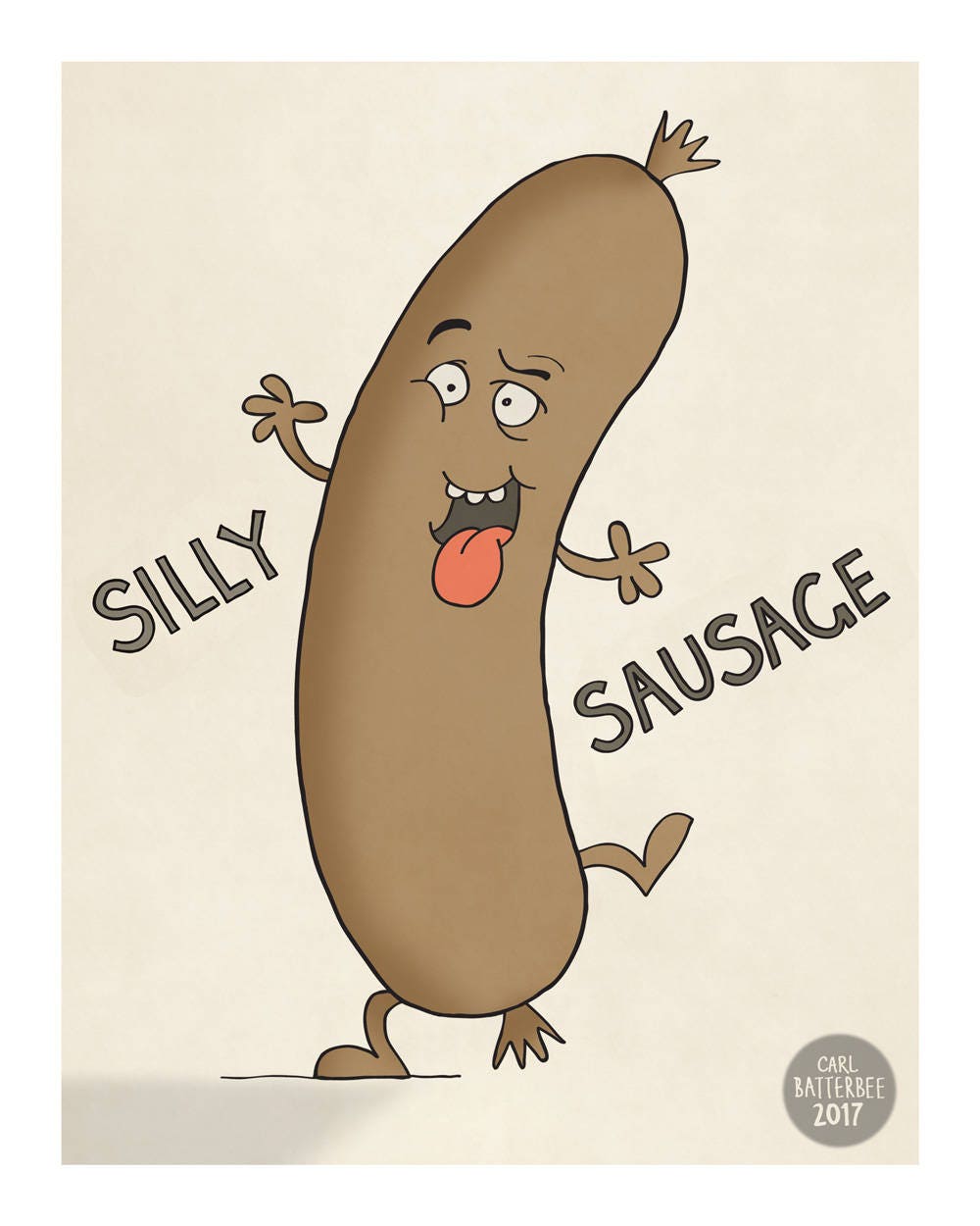 Silly Sausage Illustration Print | Etsy
