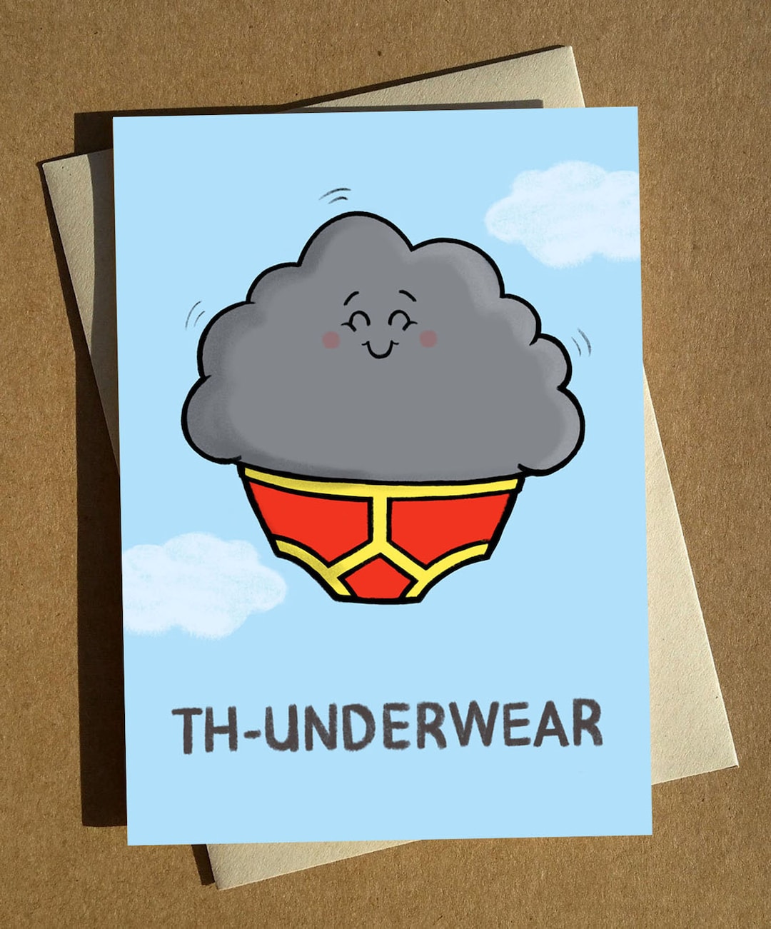 Thunderwear Cartoon Pun Birthday Card A6 - Funny Weather Humour ...