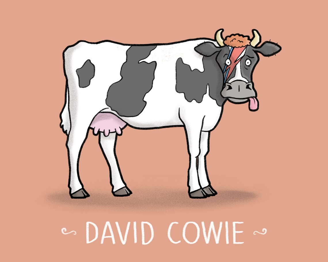 David Cowie Funny Bowie Cow Music Animal Pun Greeting Card - Etsy