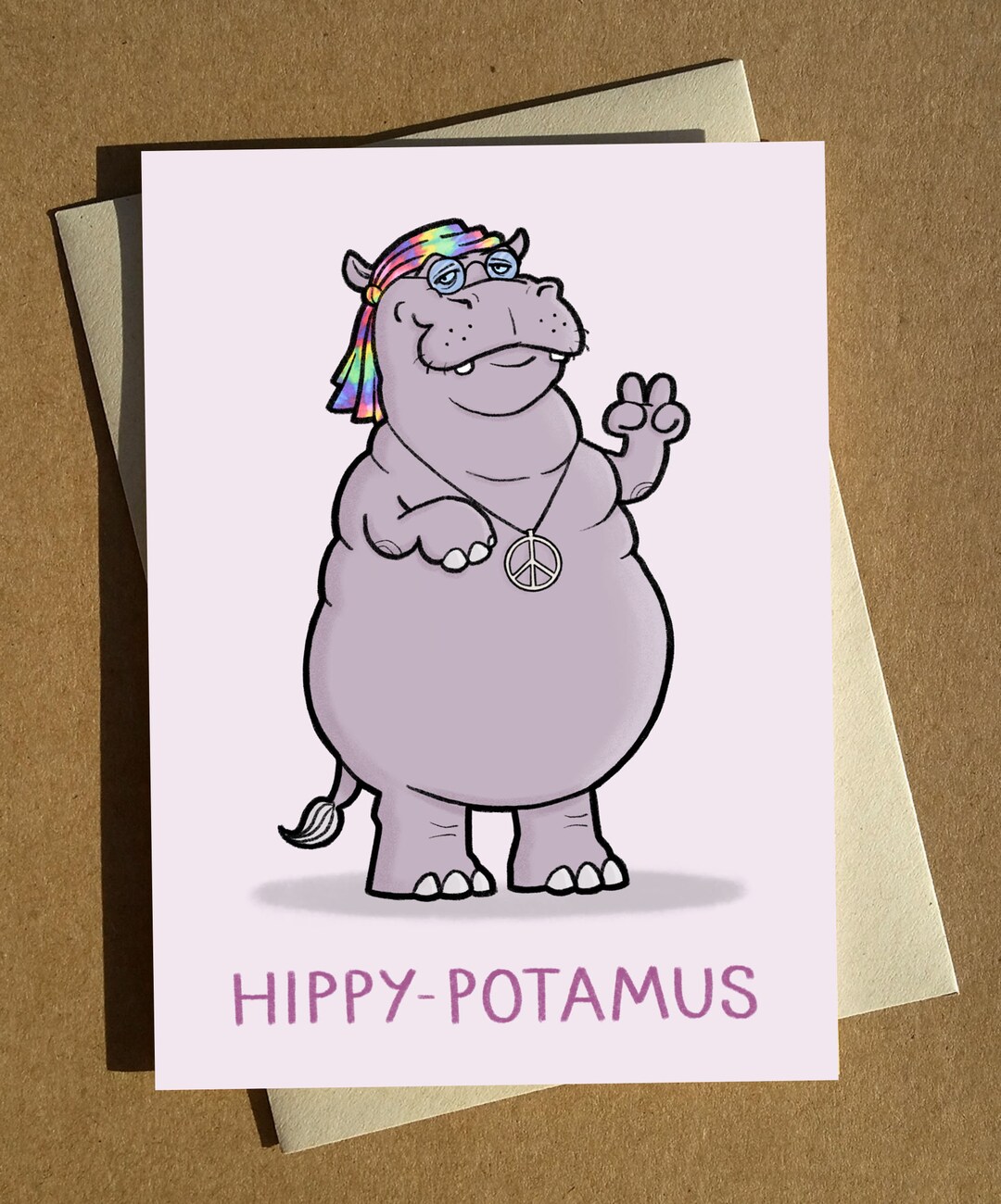 Hippo Hippy Pun Greeting Card A6 | Funny Birthday Card | Cartoon Pun ...