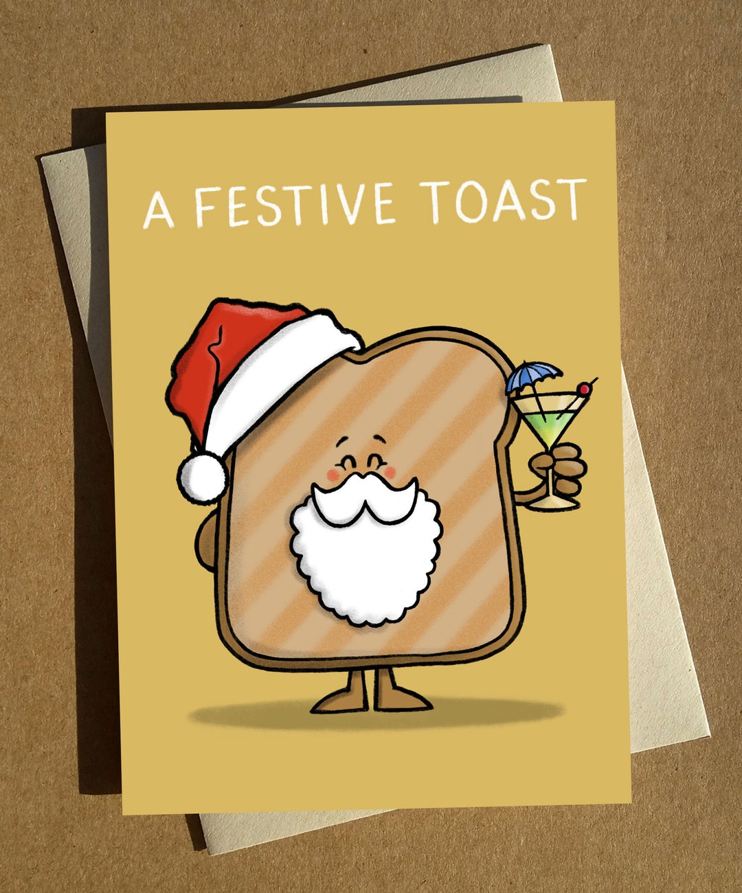 Festive Toast Cartoon Pun Christmas Card A6 - Funny Humour Xmas Card - Etsy