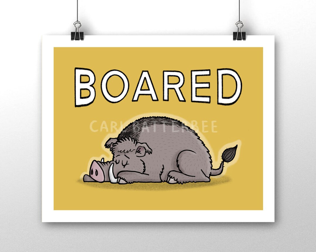 Boared - Funny Cartoon Signed Art Print - Etsy