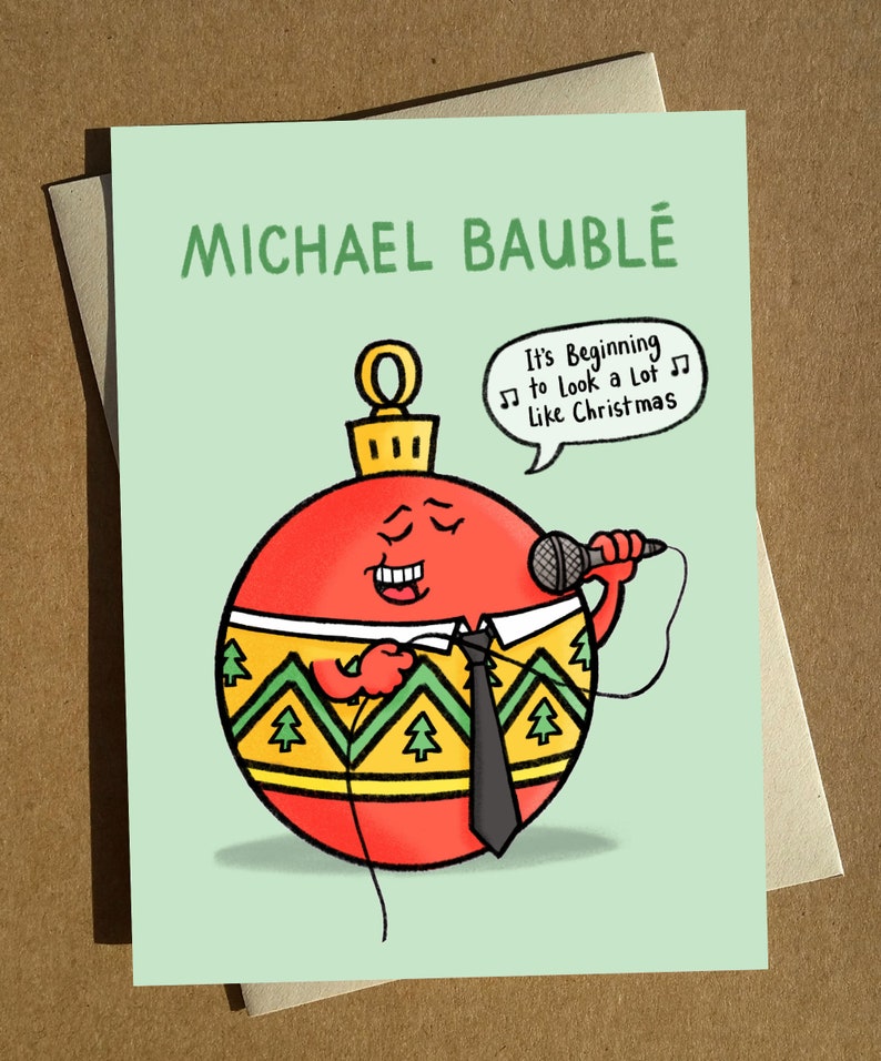 Michael Bublé Cartoon Pun Christmas Card Funny Humour Xmas - Etsy