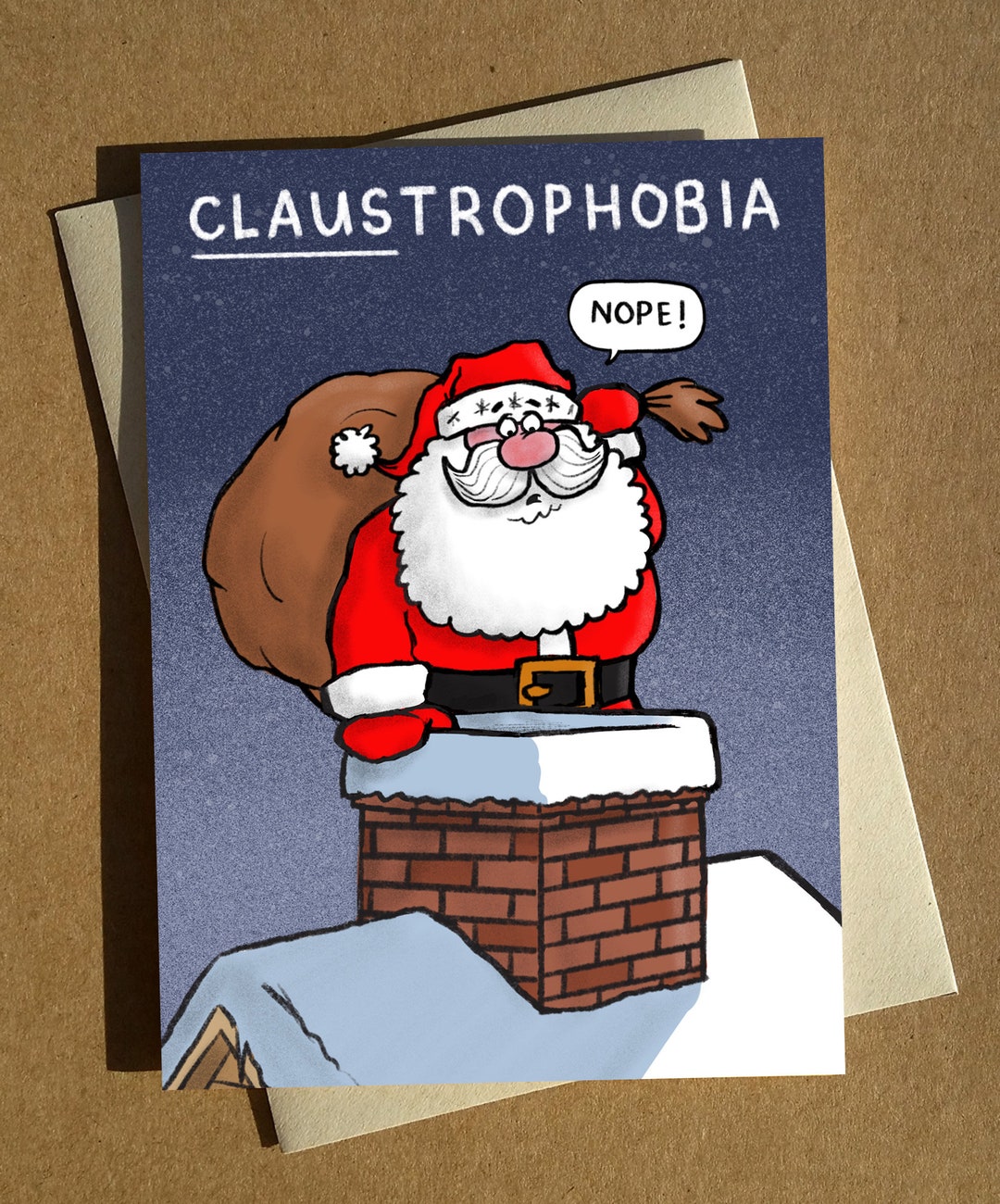 Santa Claus Pun Christmas Card A6 - Funny Festive Father Christmas Xmas ...