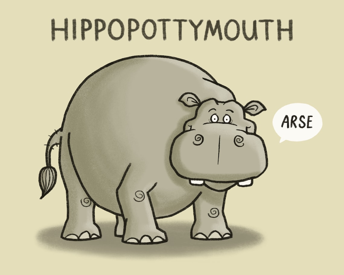 Hippo Curse Swear Pun Greeting Card A6 Funny Birthday Card - Etsy