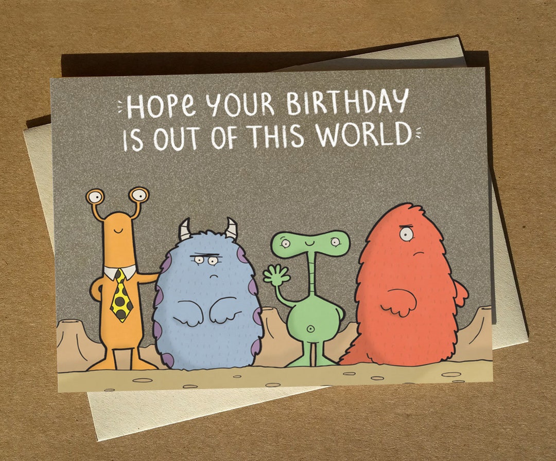 Alien Birthday Card A6 | Children's Funny Birthday Cards | Kid's Space ...