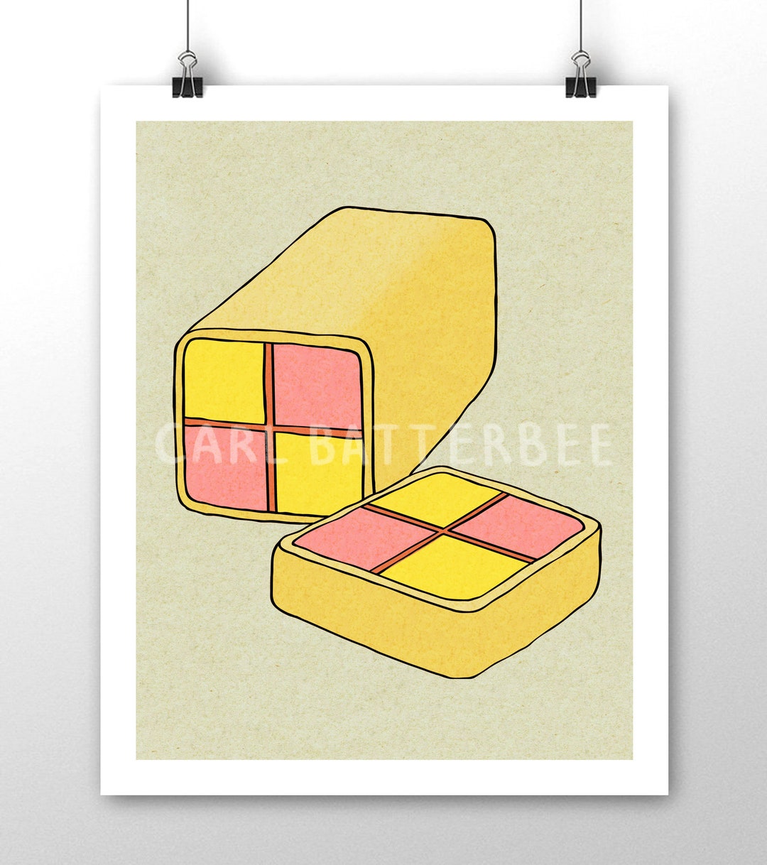 Battenberg Cake - Illustration Signed Art Print - Etsy