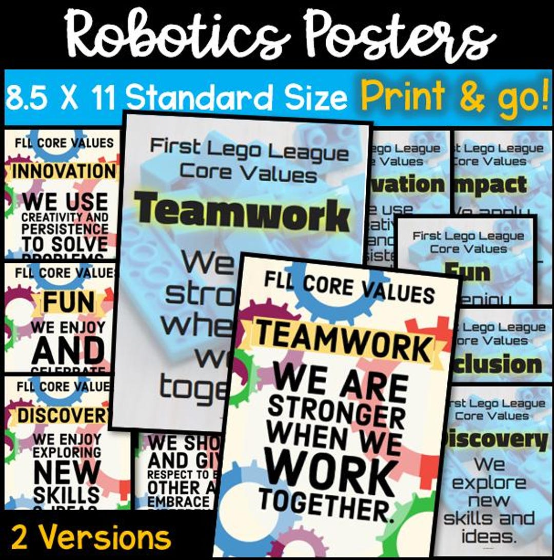 FLL First LEGO League Robotics Core Values Posters: Team Building ...