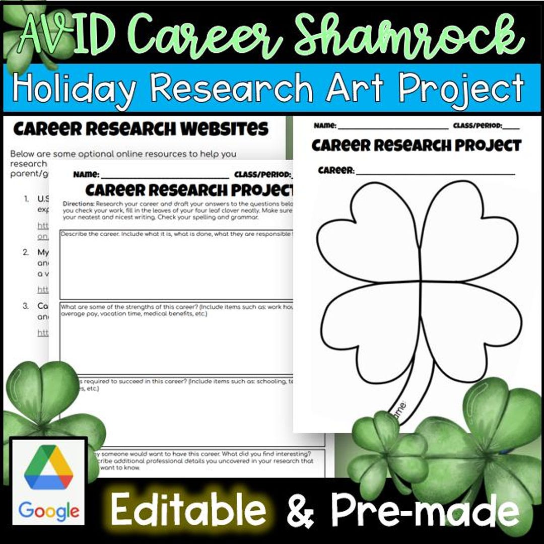 AVID Class Career Research Project Shamrock St. Patrick's Day March ...