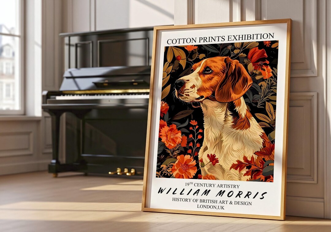 William Morris Dog Print, Floral Exhibition Poster - Etsy