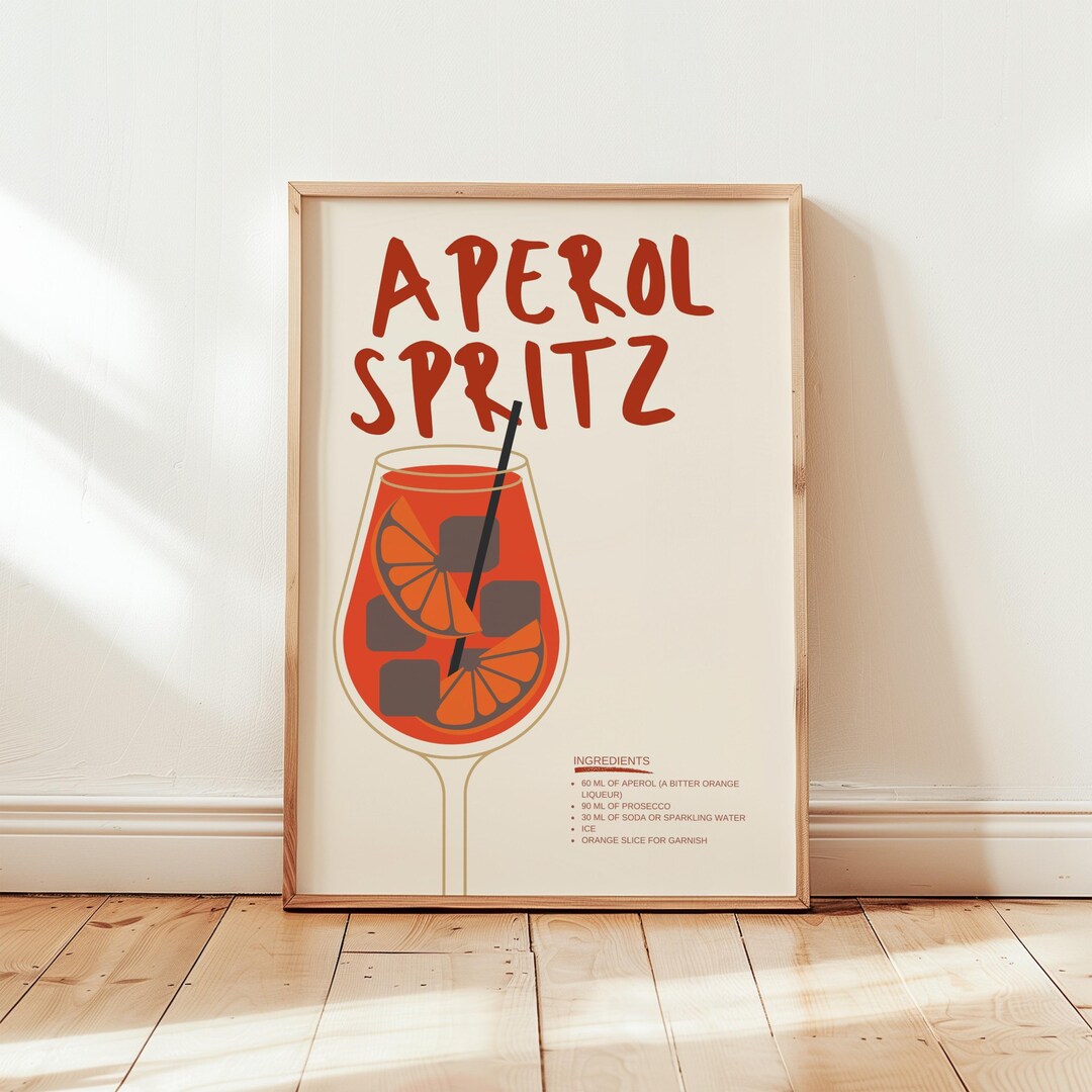 Typography Poster – Aperol Spritz - Drinking Print - Vintage Poster ...