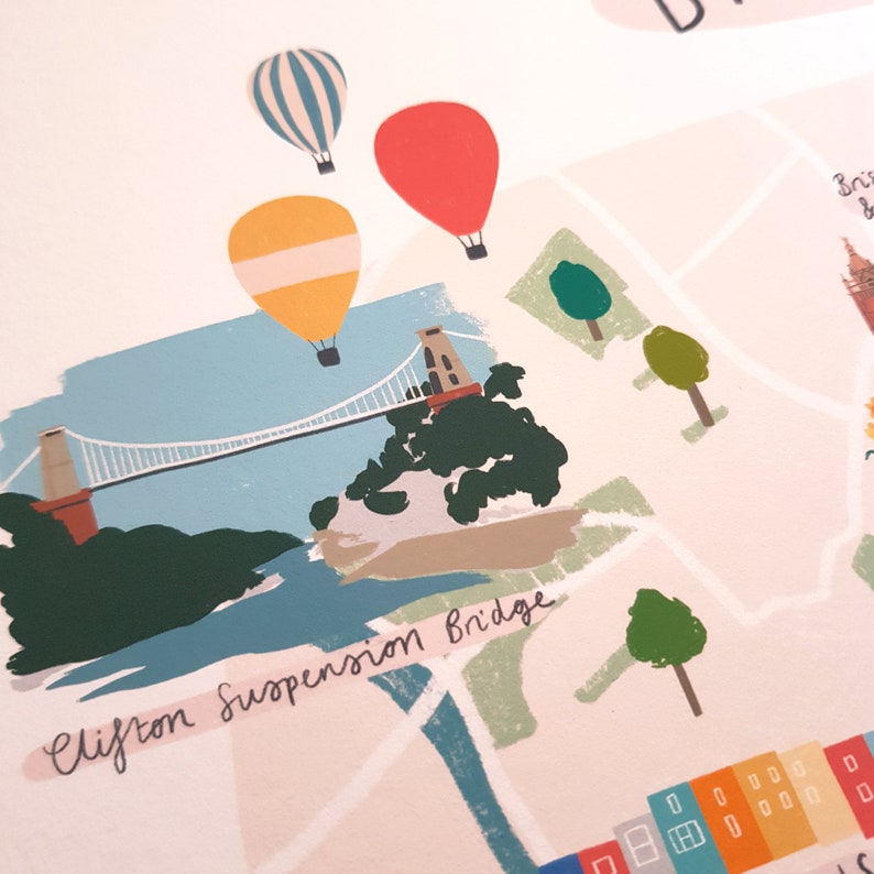 A3 Illustrated Bristol Map Art Print - Etsy