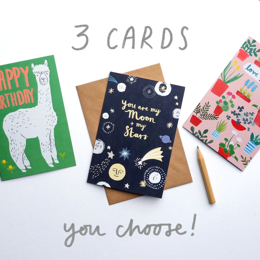 Pack of 3 Cards: You Choose - Etsy
