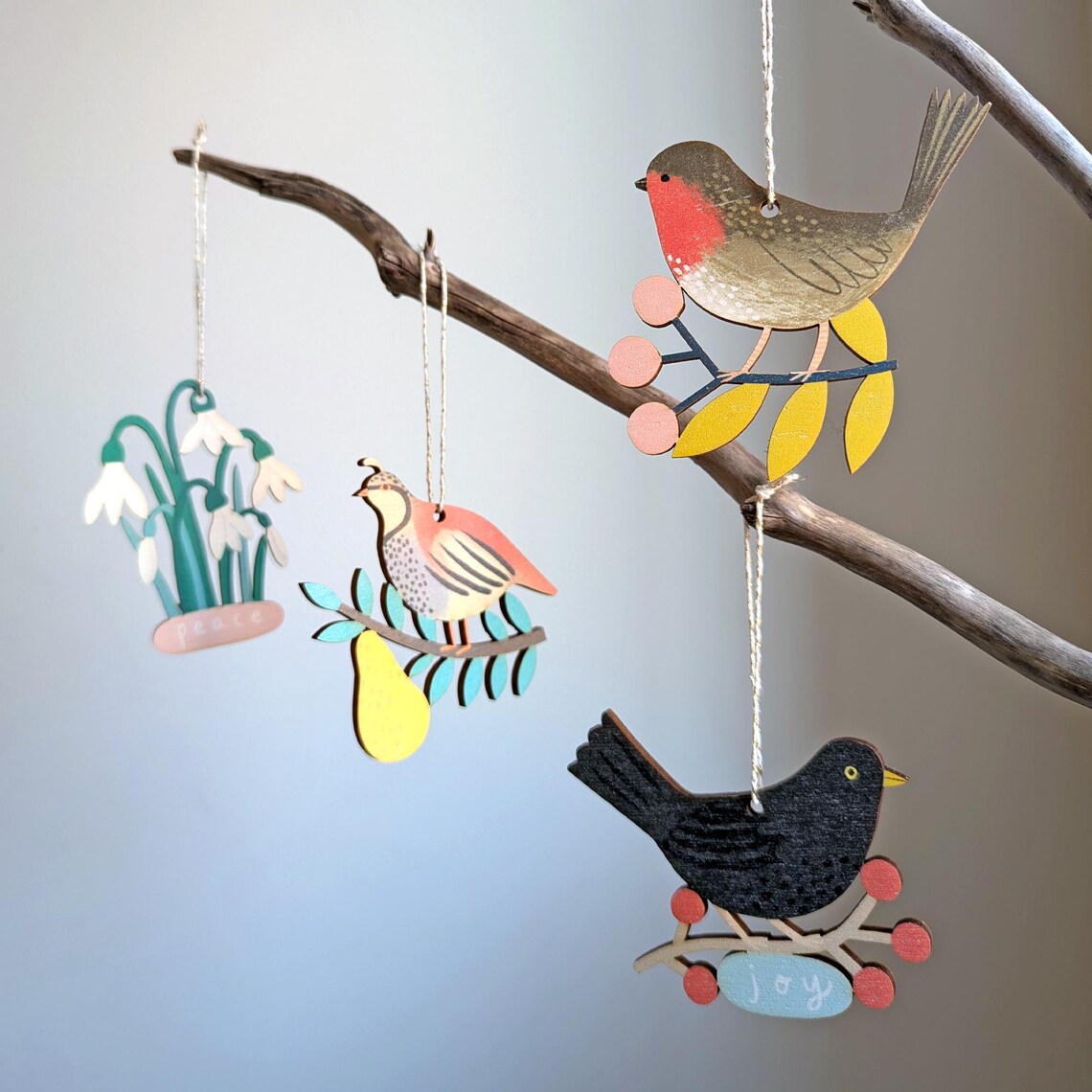 Partridge in a Pear Tree Wooden Christmas Tree Decoration - Etsy