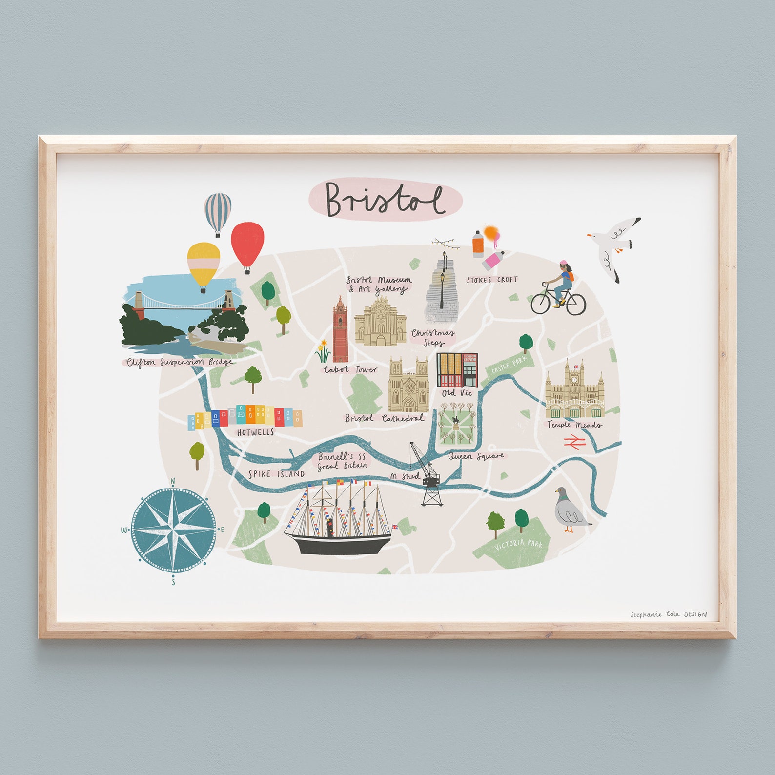 A3 Illustrated Bristol Map Art Print - Etsy